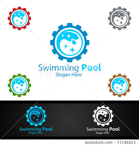 Swimming Pool Service Logo with Cleaning Pool... - Stock Illustration ...