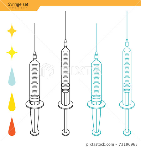 Simple syringe line art illustration set - Stock Illustration [73196965 ...
