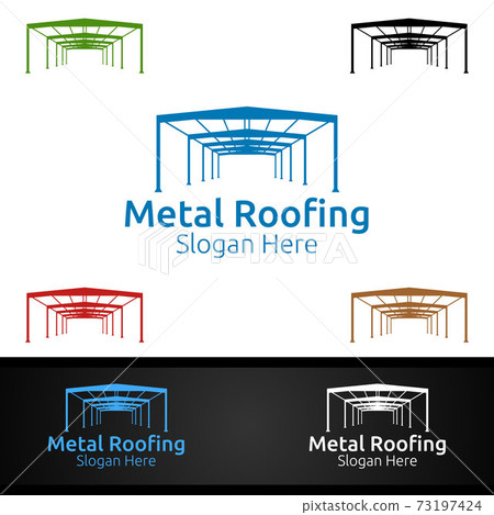 Metal Roofing Logo for Shingles Roof Real... - Stock Illustration ...