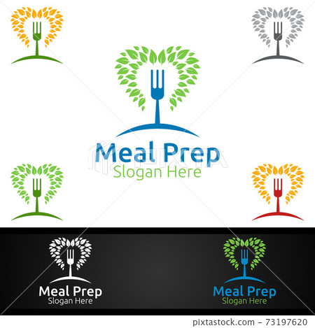 Meal Prep Healthy Food Logo for Restaurant,... - Stock Illustration ...
