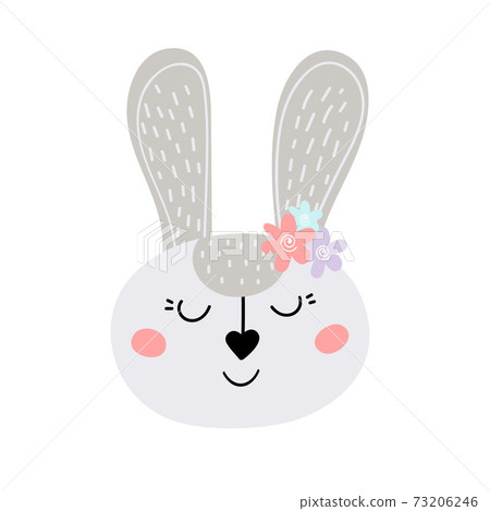 Cute grey Easter bunny. Easter bunny. Design... - Stock Illustration ...