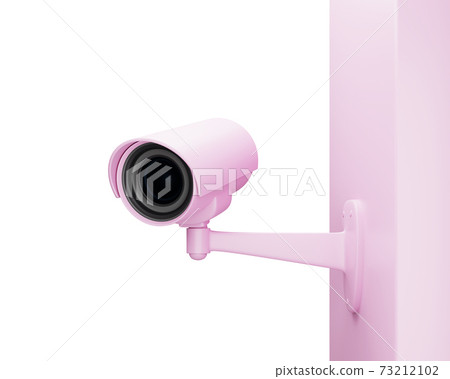 Pink CCTV security camera on the wall isolated... - Stock Illustration ...