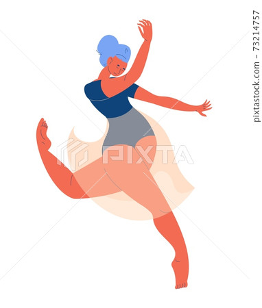 Woman isolated on white in dynamic pose dancing... - Stock Illustration ...