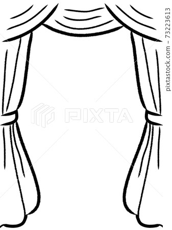 Retro curtain hand-painted touch line art - Stock Illustration ...