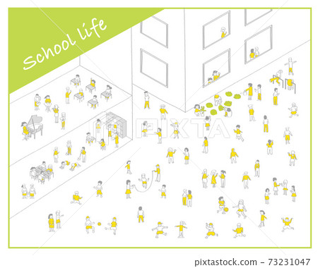 School life / Simple line art hand-drawn... - Stock Illustration ...