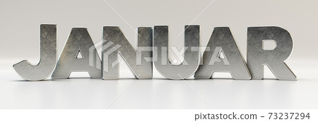 Januar month in German 3d metal material text... - Stock Illustration ...