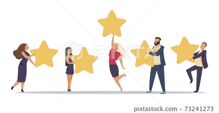Customer rating. Flat people with stars. Review... - Stock Illustration ...