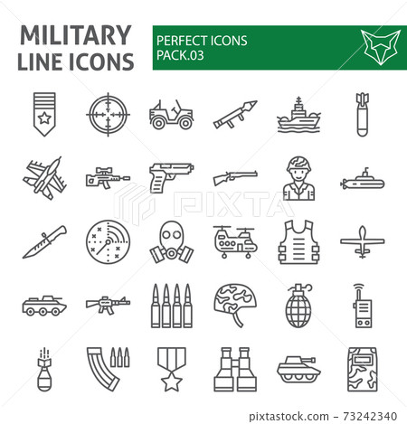 Military line icon set, army symbols...-插圖素材 [73242340] - PIXTA圖庫