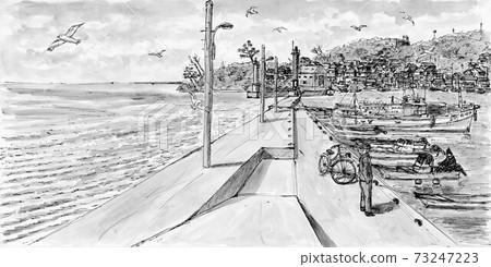 Fishing port - Stock Illustration [73247223] - PIXTA