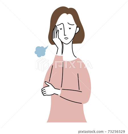 A woman with a sigh and a melancholy look - Stock Illustration ...