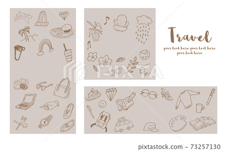 Travel line art design set_brown - Stock Illustration [73257130] - PIXTA