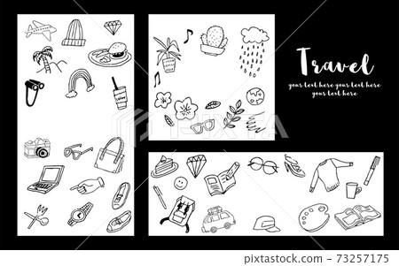Travel line art design set_black - Stock Illustration [73257175] - PIXTA