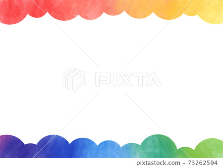 Colorful watercolor frame fluffy line - Stock Illustration [73262594 ...