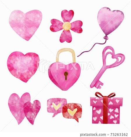 Watercolor valentin day element collection - Stock Illustration ...