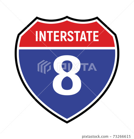 8 route sign icon. Vector road 8 highway... - Stock Illustration ...