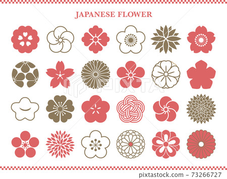 Japanese style flower icon set Sakura, plum and... - Stock Illustration ...