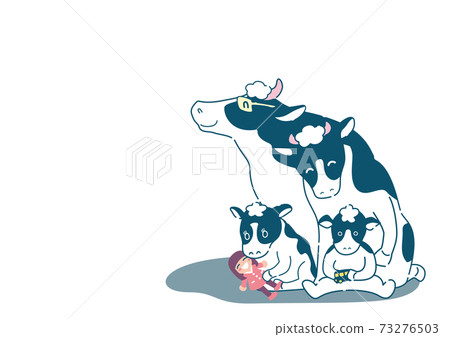Ox family dad mom sister baby illustration... - Stock Illustration ...