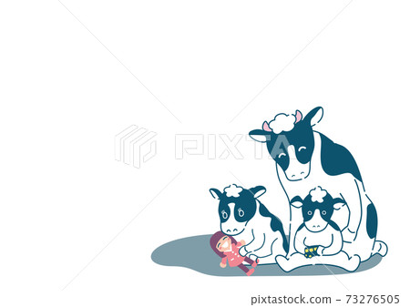 Ox family mom sister baby illustration material - Stock Illustration ...