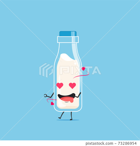 a bottle of white milk character falling in... - Stock Illustration ...