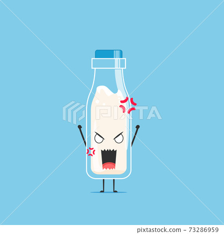 a bottle of white milk character was angry... - Stock Illustration ...