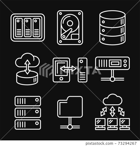 Networking File Share and NAS Server Icons Set.... - Stock Illustration ...
