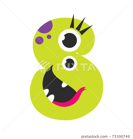 Number Eight Cute Monster, Funny Fantasy... - Stock Illustration ...