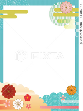 Cute light blue Japanese style frame - Stock Illustration [73306164 ...