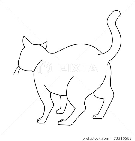 Back view of white cat - Stock Illustration [73310595] - PIXTA
