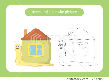 Snail. Trace and color the picture. Educational... - Stock Illustration ...