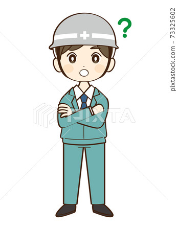 Male worker helmet doubt - Stock Illustration [73325602] - PIXTA