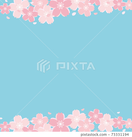 Frame background of cherry blossoms and blue... - Stock Illustration ...