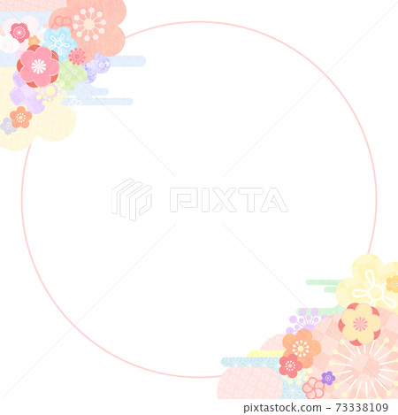 Japanese style frame with cute floral... - Stock Illustration [73338109 ...