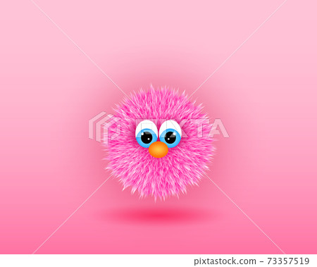 Pink cute fluffy fantasy character. - Stock Illustration [73357519] - PIXTA