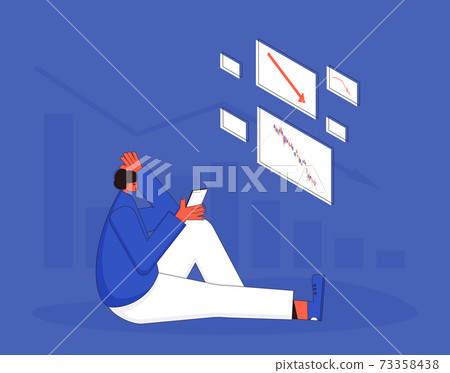 Stock market crash. Investor lost money. Sad... - Stock Illustration ...