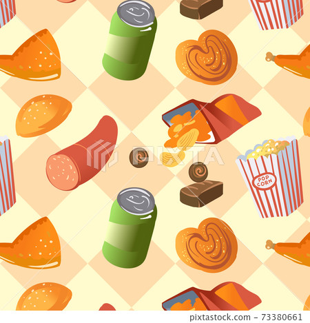 Seamless pattern. Images of Delicious Street... - Stock Illustration ...