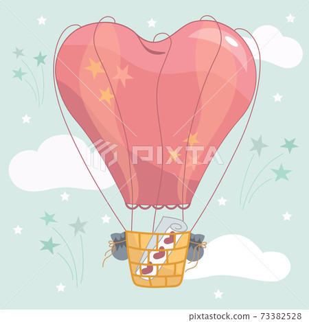 Valentine's Day hot air balloon - Stock Illustration [73382528] - PIXTA