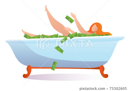 Woman take cash dollar money bath, female... - Stock Illustration ...