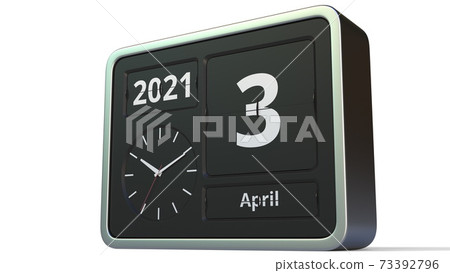 April 3 date on the flip clock calendar, 3d... - Stock Illustration ...