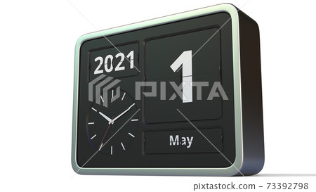 May 1 date on the flip clock calendar, 3d... - Stock Illustration ...