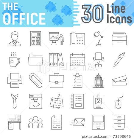 Office thin line icon set, business signs - Stock Illustration ...