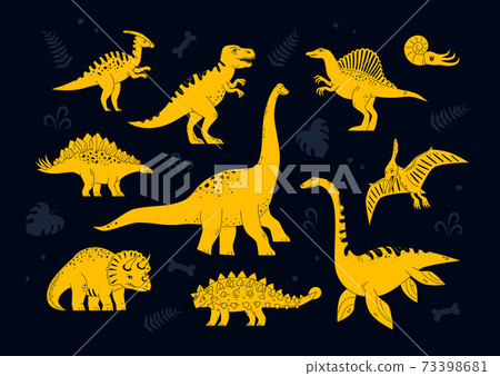 Dinosaurs collection - set of flat design style... - Stock Illustration ...