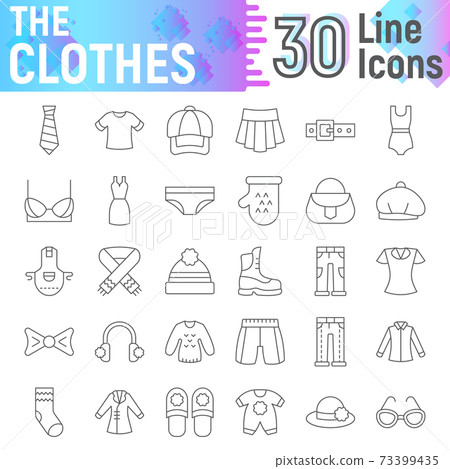Clothes thin line icon set, cloth symbols - Stock Illustration ...
