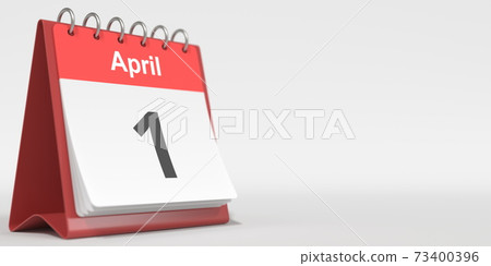 April 1 date written in German on the flip... - Stock Illustration ...