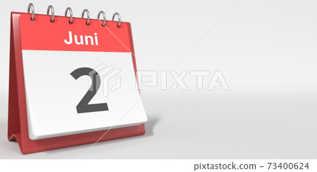 June 2 date written in German on the flip... - Stock Illustration ...