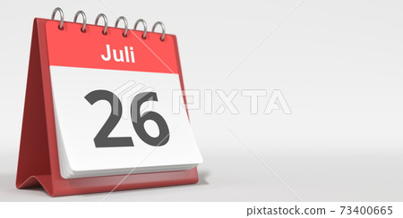 July 26 date written in German on the flip... - Stock Illustration ...