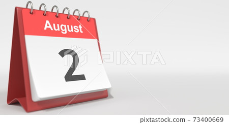 August 2 date written in German on the flip... - Stock Illustration ...