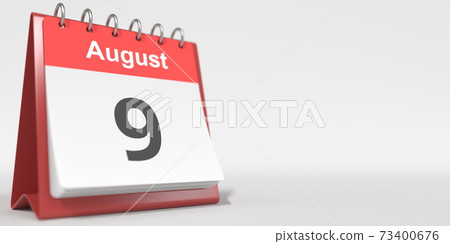 August 9 date written in German on the flip... - Stock Illustration ...