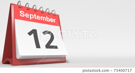 September 12 date written in German on the flip... - Stock Illustration ...