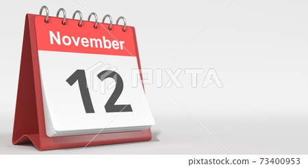 November 12 date written in German on the flip... - Stock Illustration ...