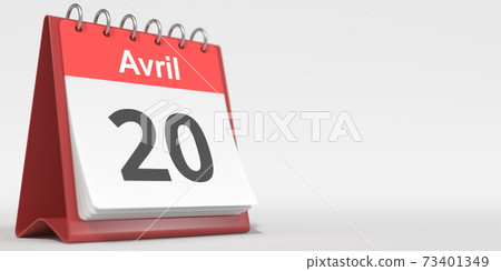 April 20 date written in French on the flip... - Stock Illustration ...